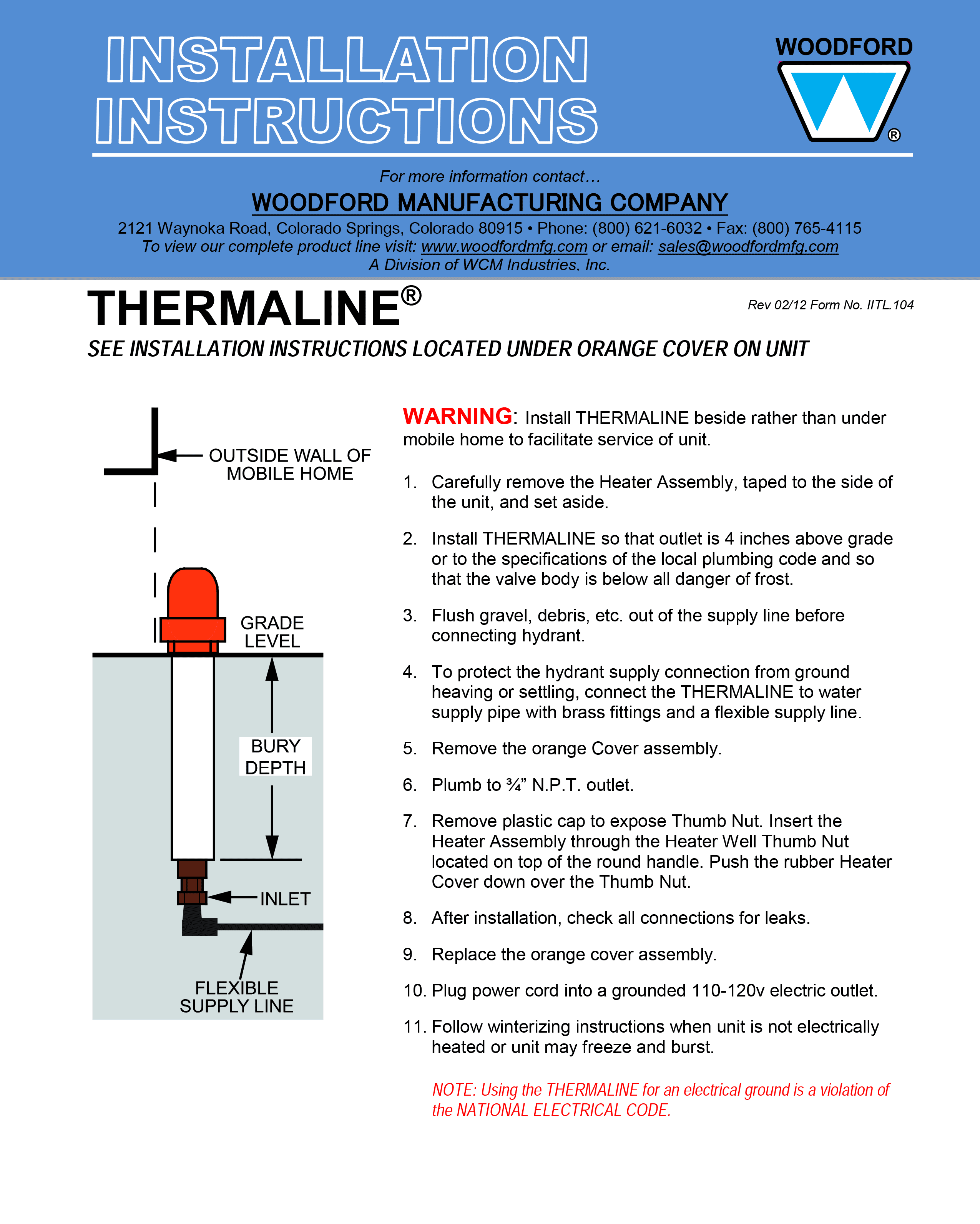 Woodford Thermaline® Freezeless Sanitary Water Connector